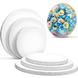 6 pieces round painting canvas blank round shaped paint board canvas stretched primed decoration boards for painting for students artist hobby painters beginners