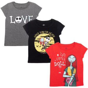 disney nightmare before christmas jack skellington sally toddler girls 3 pack t-shirt 2t