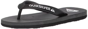 quiksilver boy's molokai kids flip flop youth sandal, grey 1, 4 big