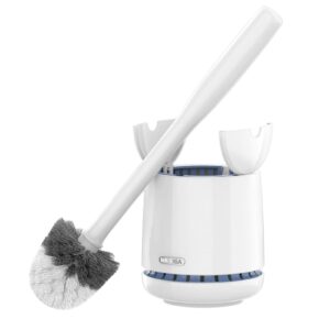 mr.siga toilet bowl brush and holder, premium quality, with solid handle and durable bristles for bathroom cleaning, white, 1 pack