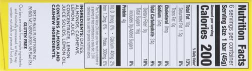 Larabar Lemon Bar, Gluten Free Vegan Fruit & Nut Bar, 1.6 oz Bars, 6 Ct