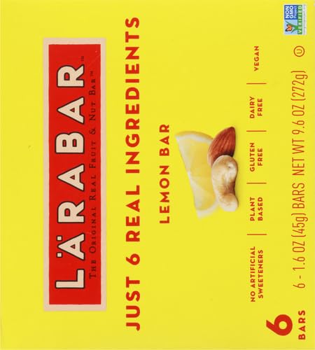 Larabar Lemon Bar, Gluten Free Vegan Fruit & Nut Bar, 1.6 oz Bars, 6 Ct