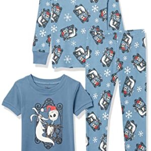 Amazon Essentials Disney | Marvel | Star Wars Unisex Kids' Snug-Fit Cotton Pajama Sleepwear Sets, Nightmare Santa Jack, 12