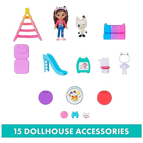 Gabby’s Dollhouse, Purrfect Dollhouse with 15 Pieces including Toy Figures, Furniture, Accessories and Sounds, Kids Toys for Ages 3 and up