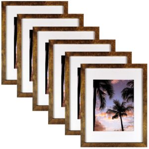 seseat 11x14 frames, display pictures 8x10 with mat or 11x14 prints without mat,wall mounting,brown,6pcs