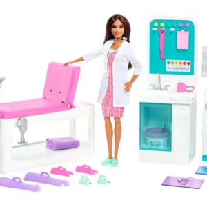 Barbie Careers Playset, Fast Cast Clinic with Brunette Doctor Fashion Doll, Furniture & 30+ Accessories Including Molds & Dough for Bandages