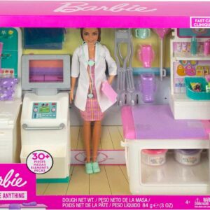 Barbie Careers Playset, Fast Cast Clinic with Brunette Doctor Fashion Doll, Furniture & 30+ Accessories Including Molds & Dough for Bandages