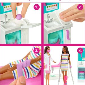 Barbie Careers Playset, Fast Cast Clinic with Brunette Doctor Fashion Doll, Furniture & 30+ Accessories Including Molds & Dough for Bandages