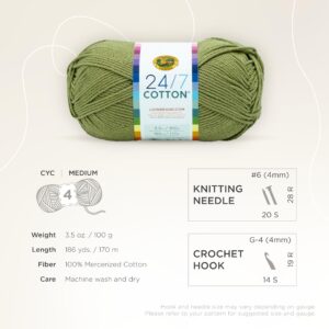 (1 Skein) 24/7 Cotton® Yarn, Bay Leaf