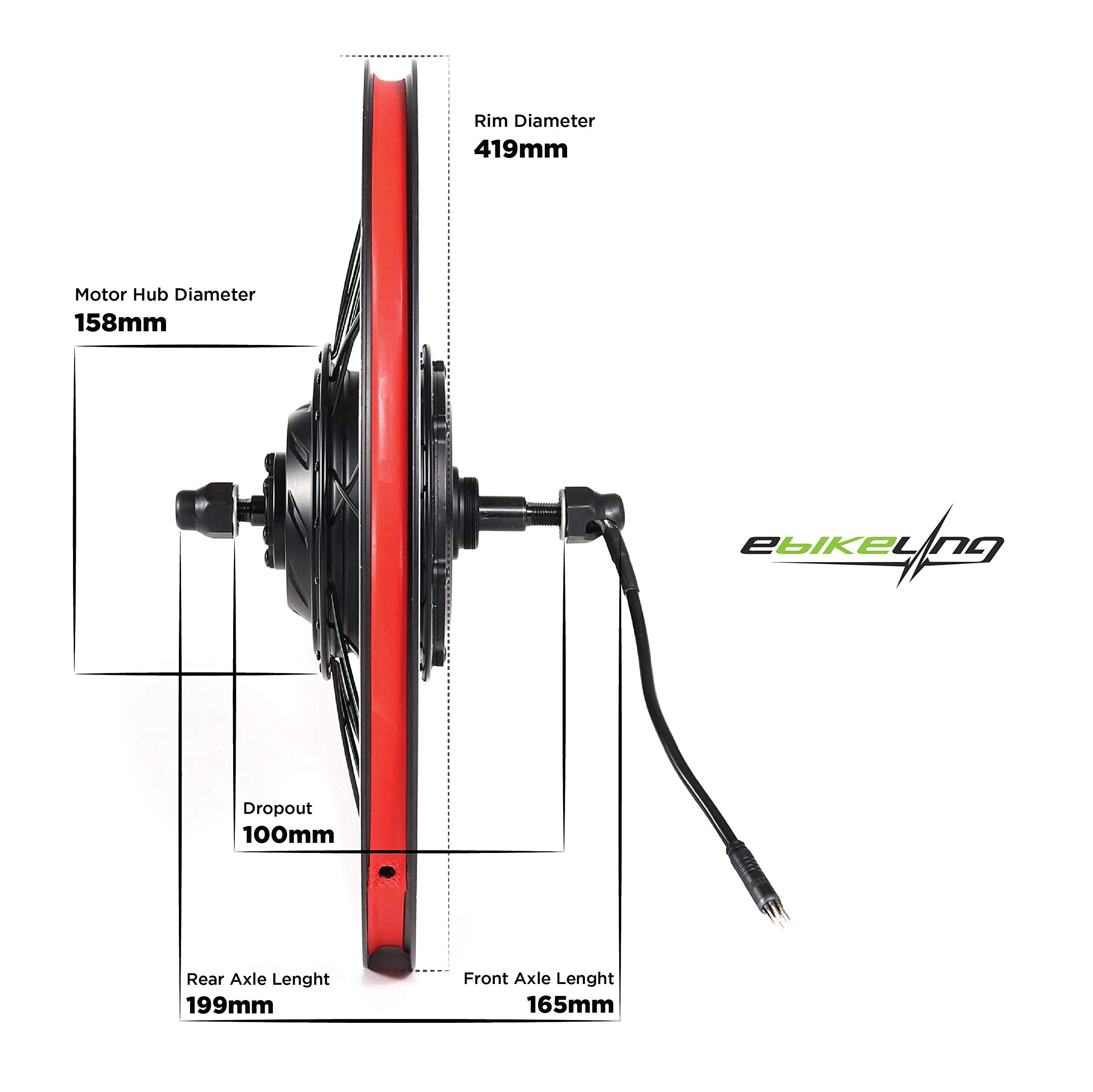 EBIKELING Waterproof Ebike Conversion Kit for Electric Bike 20" Rear Wheel Electric Bicycle Hub Motor Kit