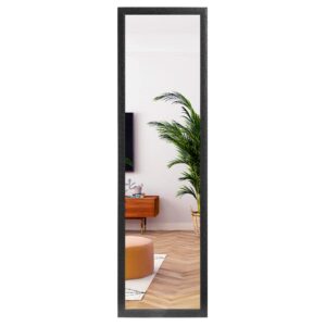 lft huimei2y door mirror full length, wall-mounted mirror rectangle tall with engraving frame for bedroom, living room, dressing room, black 50" x14"