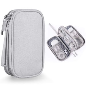 bevegekos small cable organizer bag, charger organizer case pouch for travel accessories & electronics (small, light grey)