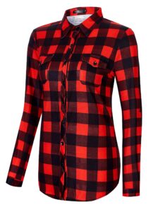 urban coco women's classic plaid shirt button down long sleeve blouse (m, 8)