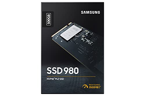 SAMSUNG 980 SSD 500GB PCle 3.0x4, NVMe M.2 2280, Internal Solid State Drive, Storage for PC, Laptops, Gaming and More, HMB Technology, Intelligent Turbowrite, Speeds up-to 3,500MB/s, MZ-V8V500B/AM