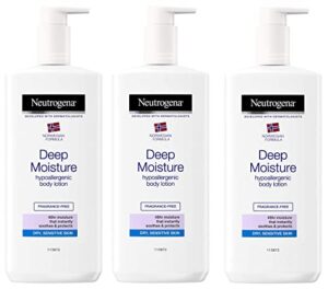 neutrogena norwegian formula deep moisture hypoallergenic body lotion (pack of 3) for dry skin - (13.5oz or 400ml)