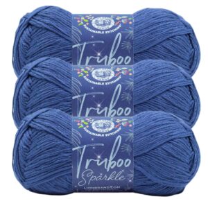 (3 pack) lion brand yarn truboo sparkle bamboo yarn, night sky