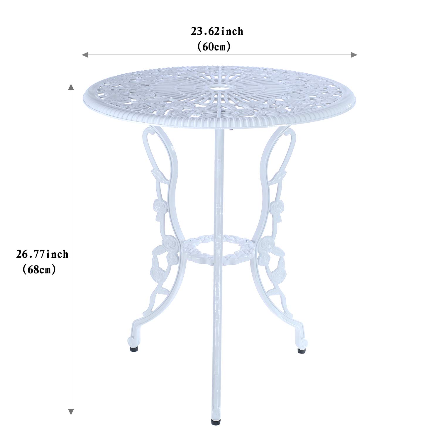 C/G 3 Piece Bistro Set,Outdoor Patio Set,Anti-Rust Cast Aluminum Bistro Table Set for Park Yard Front Porch Furniture(White)