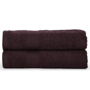 ample decor hand towel for bathroom 18 x 28 inch 600 gsm 100% cotton, soft absorbent - 2 pcs brown