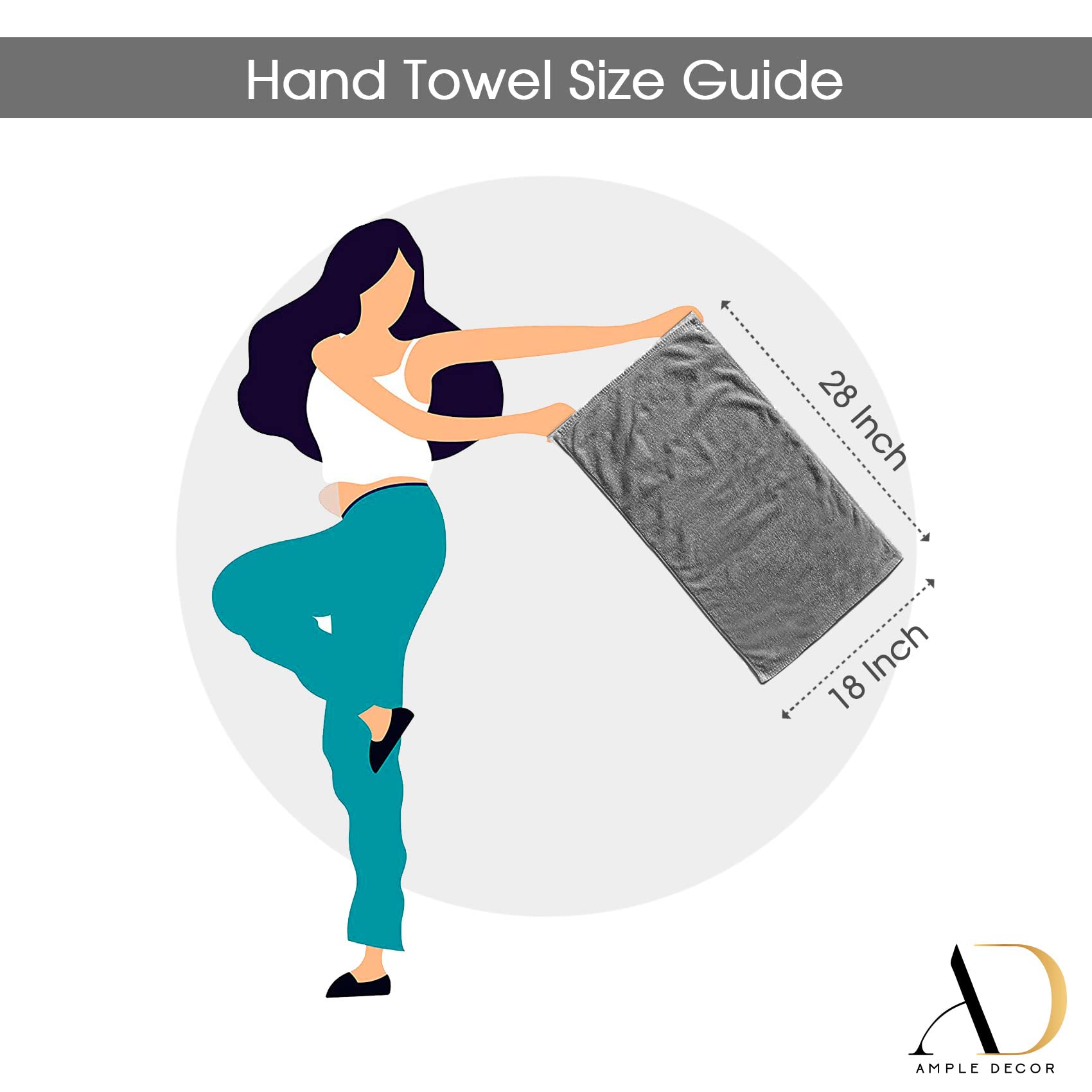 Ample Decor Hand Towel for Bathroom 18 X 28 Inch 600 GSM 100% Cotton, Soft Absorbent - 2 Pcs Brown