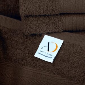 Ample Decor Hand Towel for Bathroom 18 X 28 Inch 600 GSM 100% Cotton, Soft Absorbent - 2 Pcs Brown