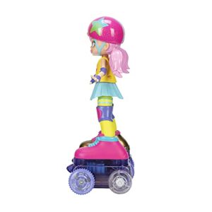 JAKKS Pacific Rock N Rollerskate Doll Rainbow Riley Light Up Remote Control Rollerskating Doll - Plays Music and Skates!, 10" H