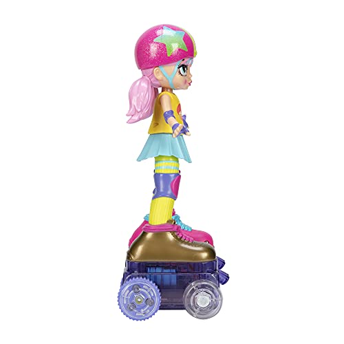 JAKKS Pacific Rock N Rollerskate Doll Rainbow Riley Light Up Remote Control Rollerskating Doll - Plays Music and Skates!, 10" H