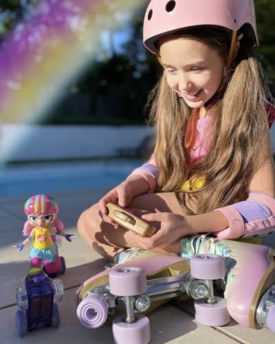 JAKKS Pacific Rock N Rollerskate Doll Rainbow Riley Light Up Remote Control Rollerskating Doll - Plays Music and Skates!, 10" H