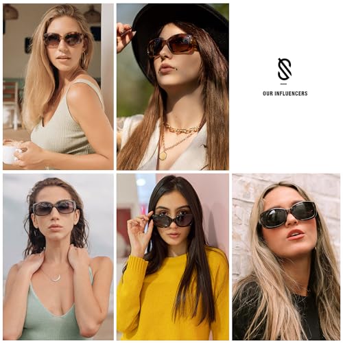 SOJOS Night Vision Glasses for Driving Women Polarized Anti Glare UV Protection Havana Frame SJ2111 with Black Frame/Night Vision Lens