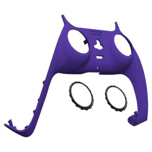 extremerate purple decorative trim shell compatible with ps5 controller, soft touch diy replacement clip shell, custom plates cover compatible with ps5 controller with accent rings