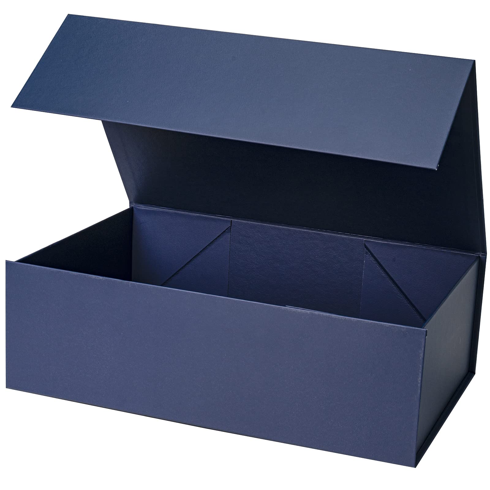 WRAPAHOLIC 1 Pcs 13.8x7.9x4.7 Inches Navy Gift Box with lids - Collapsible Gift Box with Magnetic Closure and 2 Pcs White Tissue Paper, Perfect for Birthday, Party, Holiday, Wedding, Graduation