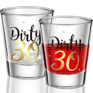 2 pieces dirty 30 shot glass 2oz black and gold funny 30th birthday party wine glasses for women and men present celebrate happy thirty birthday decoration