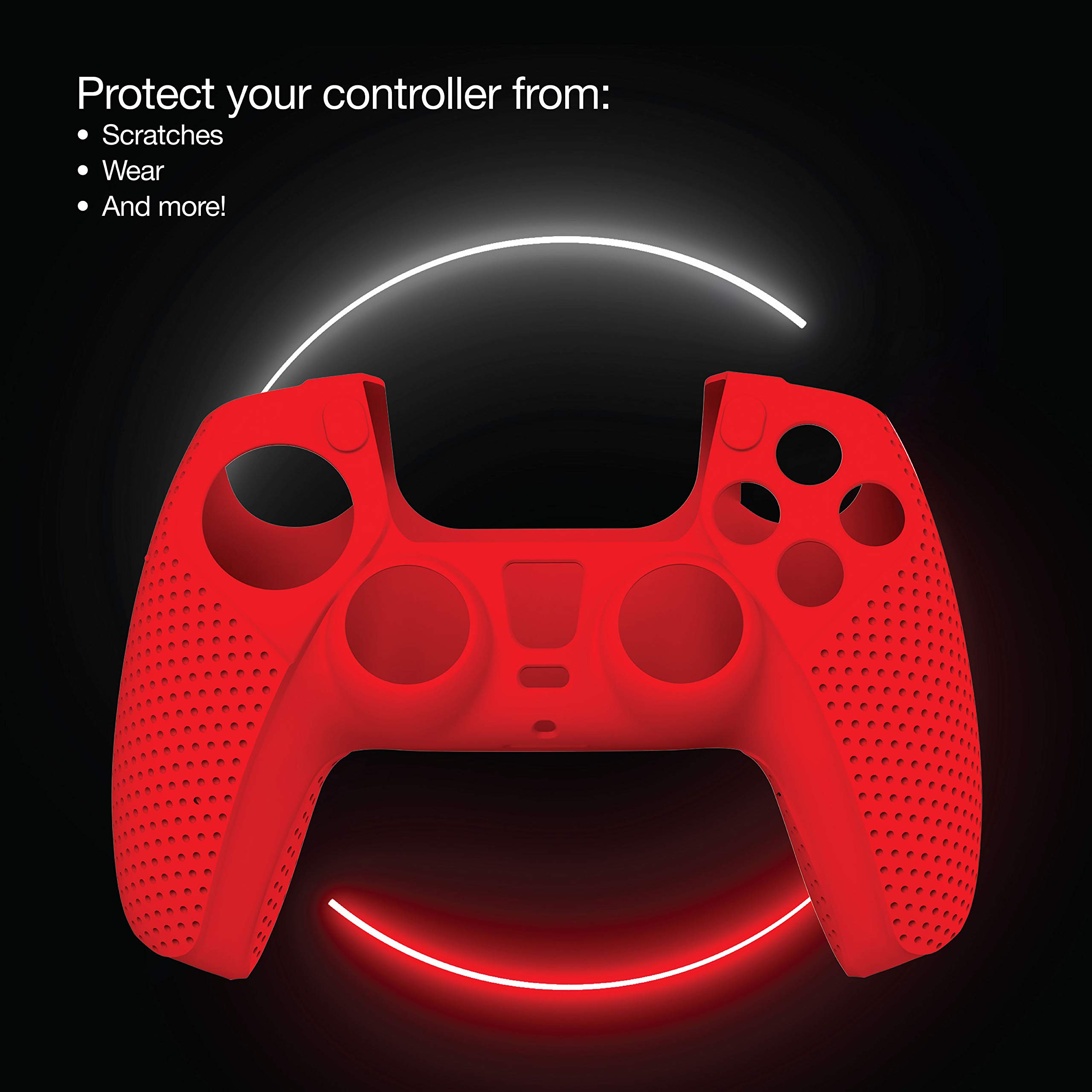 Verbatim Anti-Slip Silicone Skin Protective Cover for use with Playstation® 5 DualSense™ Wireless Controllers – 2pk – Black, Red