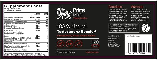 Prime Male Natural Testosterone Booster 120 Capsules