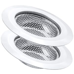 2 pcs kitchen sink strainer, stainless steel drain cover, large wide rim 4.5" diameter, anti clogging basket catcher, dishwasher safe