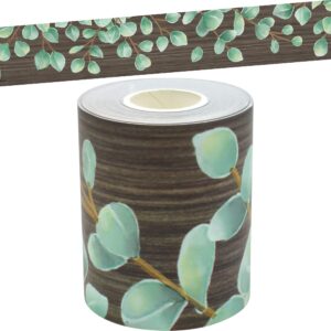 teacher created resources eucalyptus straight rolled border trim - 50ft - decorate bulletin boards, walls, desks, windows, doors, lockers, schools, classrooms, homeschool & offices