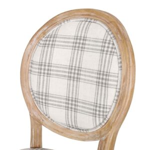 Christopher Knight Home Phinnaeus Dining Chair Set, Set of 4, Wood, Gray Plaid + Light Beige + Natural