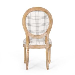 Christopher Knight Home Phinnaeus Dining Chair Set, Set of 4, Wood, Gray Plaid + Light Beige + Natural