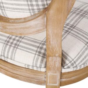 Christopher Knight Home Phinnaeus Dining Chair Set, Set of 4, Wood, Gray Plaid + Light Beige + Natural