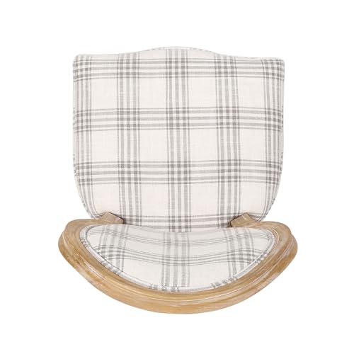 Christopher Knight Home Phinnaeus Dining Chair Set, Set of 4, Wood, Gray Plaid + Light Beige + Natural