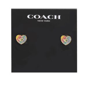 Coach Women's Pave Heart Stud Earrings