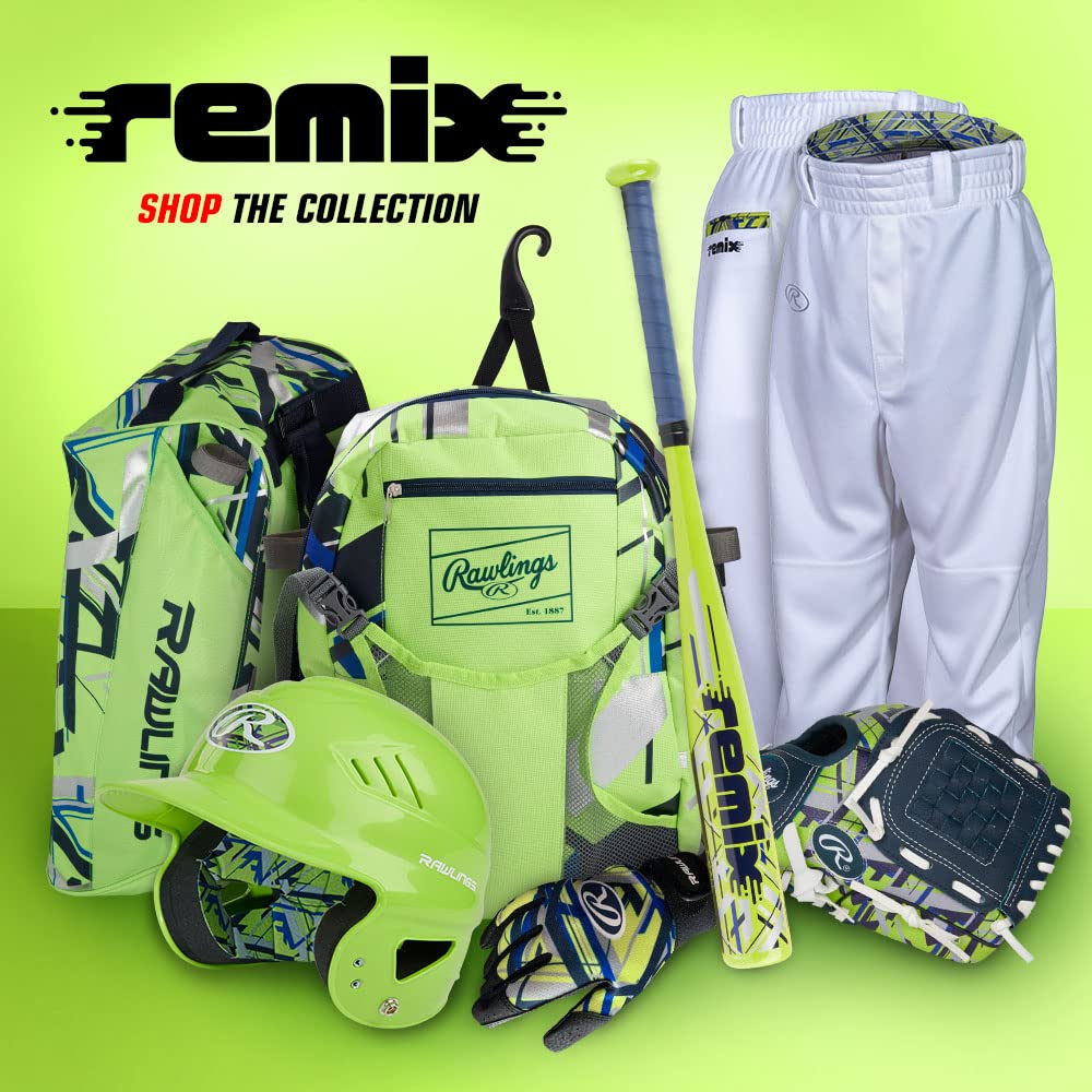 Rawlings | REMIX Backpack Equipment Bag | T-Ball & Youth Baseball / Softball | Green