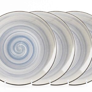 HomeVss, Stoneware Sonoma 16pc Dinnerware Set, Black + Speckled Spin Wash Grey