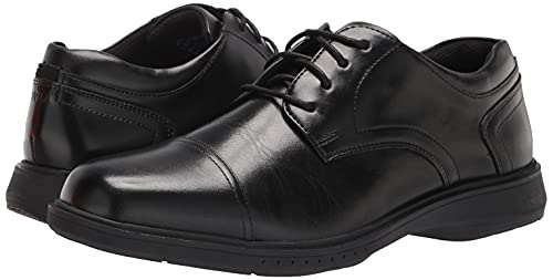 Nunn Bush Men's PRO Cap Toe Oxford with KORE Slip Resistant Comfort Technology, Black, 10.5 X-Wide