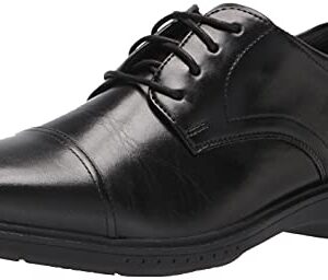 Nunn Bush Men's PRO Cap Toe Oxford with KORE Slip Resistant Comfort Technology, Black, 10.5 X-Wide