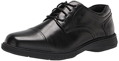 Nunn Bush Men's PRO Cap Toe Oxford with KORE Slip Resistant Comfort Technology, Black, 10.5 X-Wide