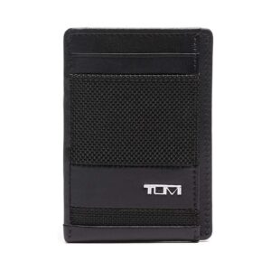 tumi - alpha money clip card case - credit card wallet - stylish cash & money clip - 2.9" x 4.1" x 0.6" - black