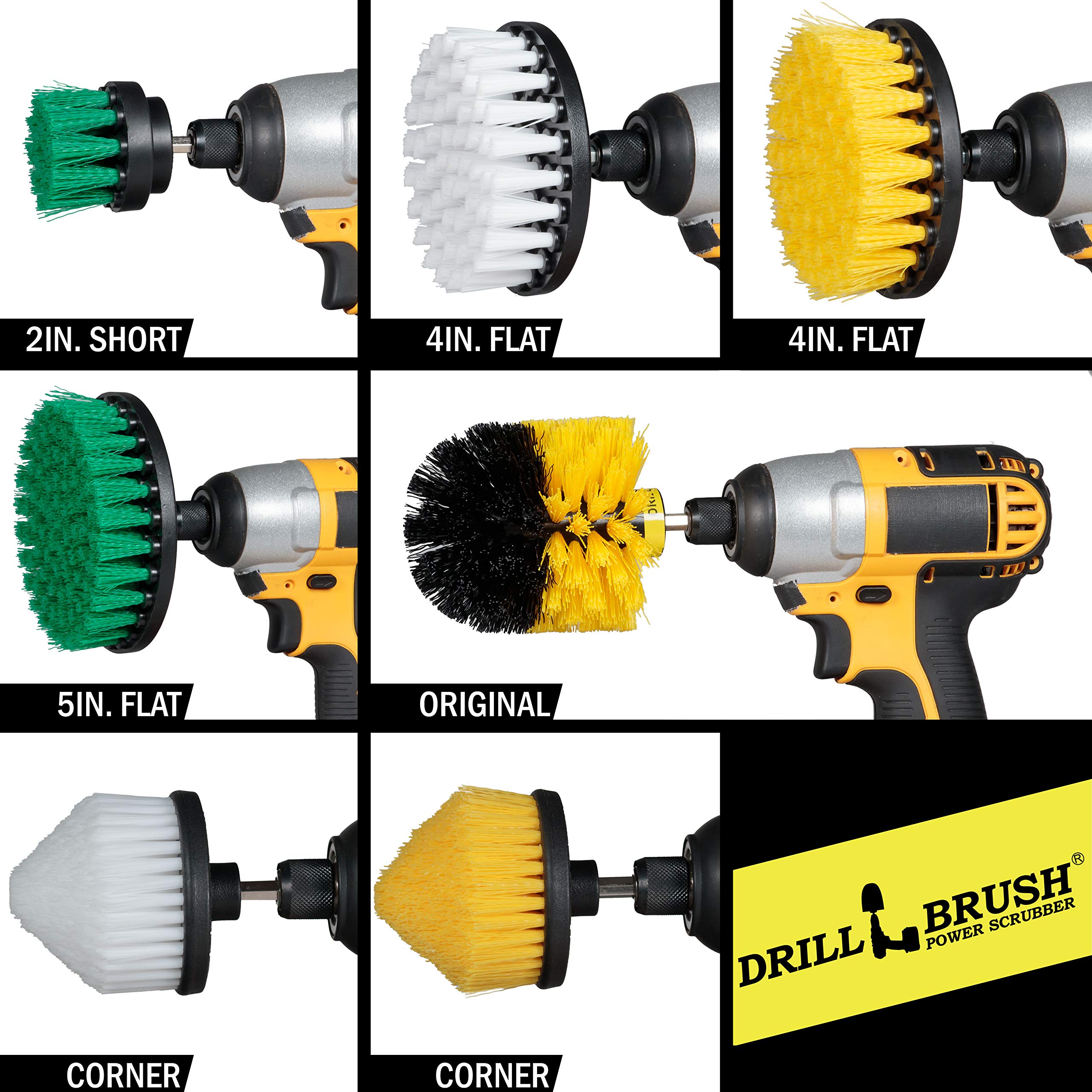 Drill Brush Power Scrubber by Useful Products - Carpet Cleaner - Toilet Bowl Cleaner - Kitchen Set - Car Cleaning Kit - Glass Cleaner - Upholstery Cleaner - Bathroom Cleaner - Shower Cleaner