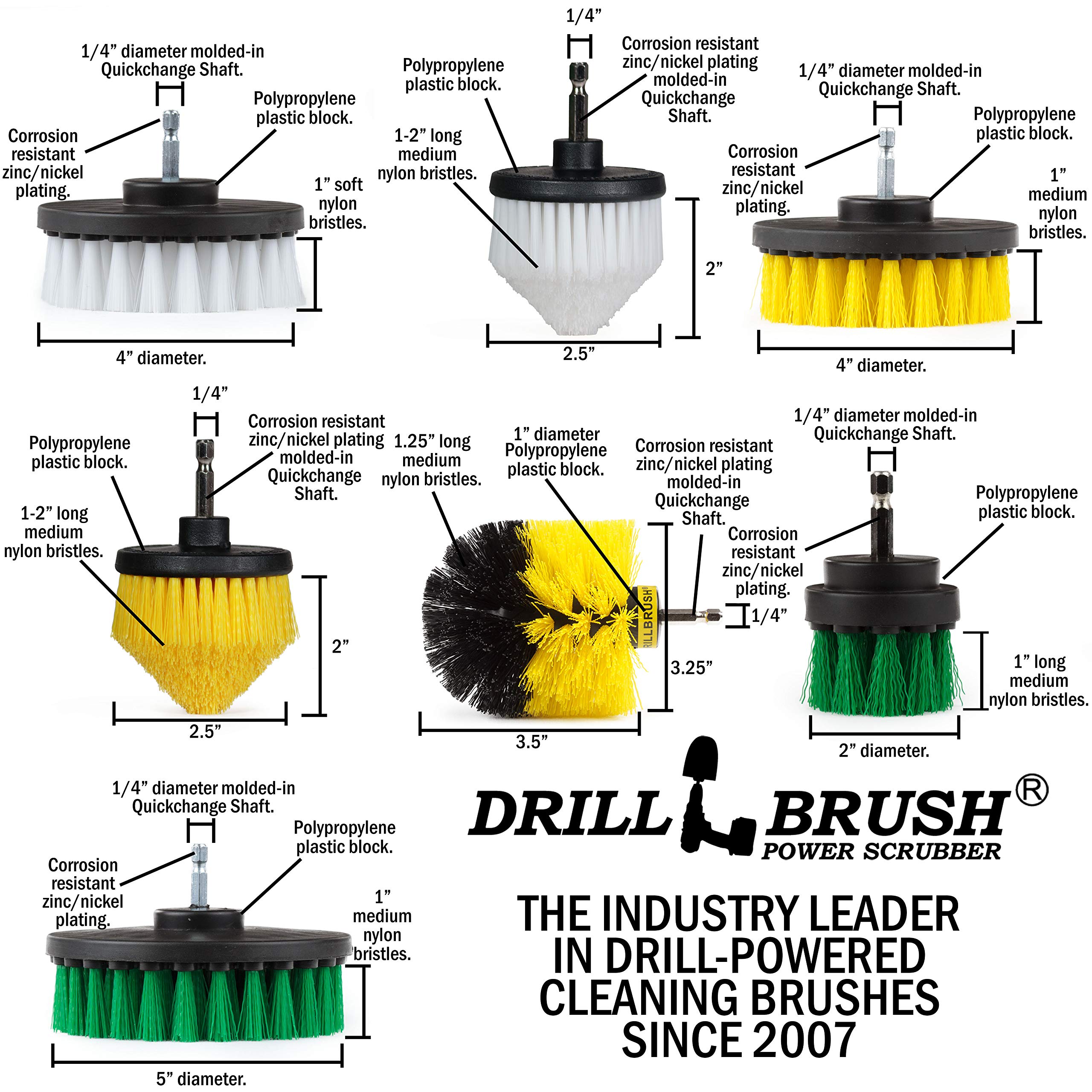 Drill Brush Power Scrubber by Useful Products - Carpet Cleaner - Toilet Bowl Cleaner - Kitchen Set - Car Cleaning Kit - Glass Cleaner - Upholstery Cleaner - Bathroom Cleaner - Shower Cleaner