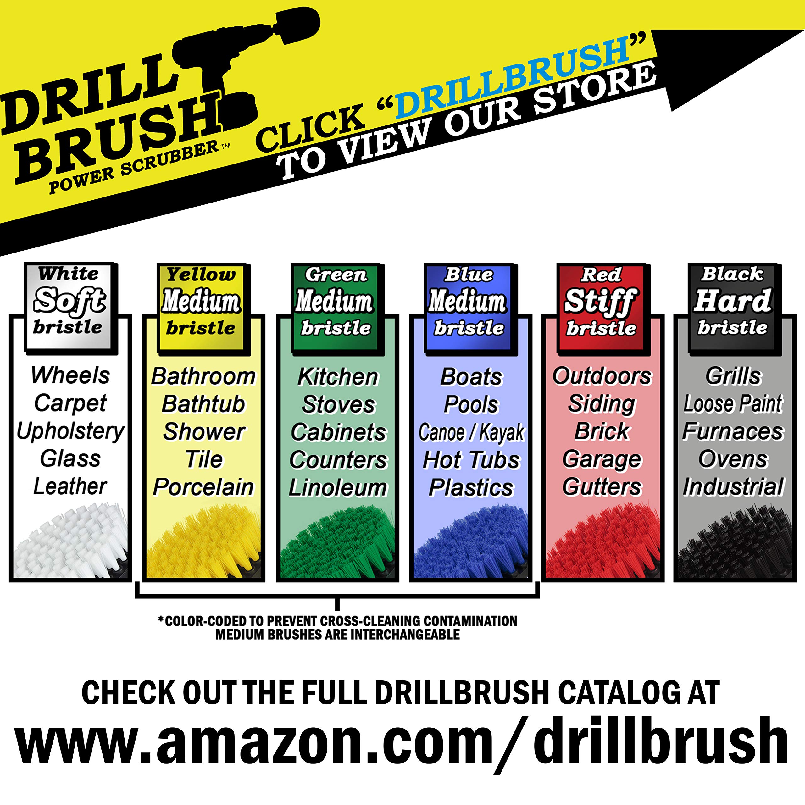 Drill Brush Power Scrubber by Useful Products - Carpet Cleaner - Toilet Bowl Cleaner - Kitchen Set - Car Cleaning Kit - Glass Cleaner - Upholstery Cleaner - Bathroom Cleaner - Shower Cleaner