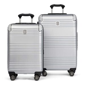 travelpro roundtrip hardside expandable luggage, tsa lock, 8 spinner wheels, hard shell polycarbonate suitcase, silver, 2-piece set (21/25)